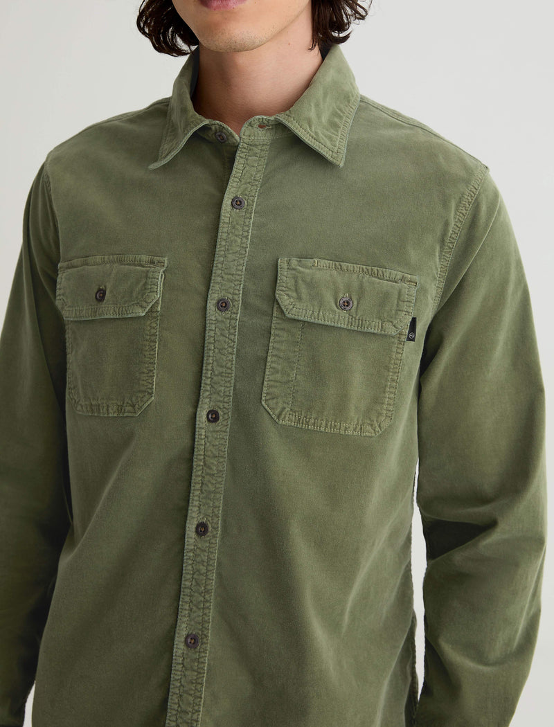Men Curtis Corduroy Work Shirt Sulfur Urban Green at AG Jeans Official ...