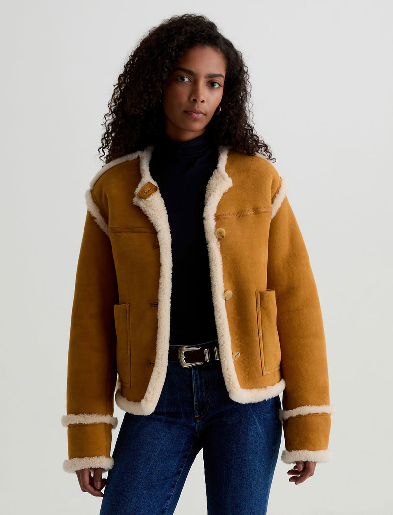 Women Marlo Shearling Jacket Cinnamon/Powder at AG Jeans Official Store